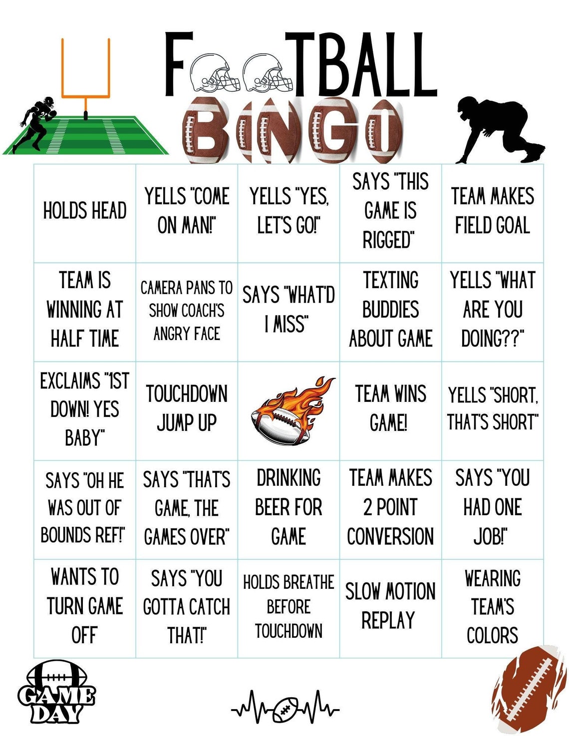 Ultimate Football Bingo: Your Game Day Companion for Fun and Excitement ...