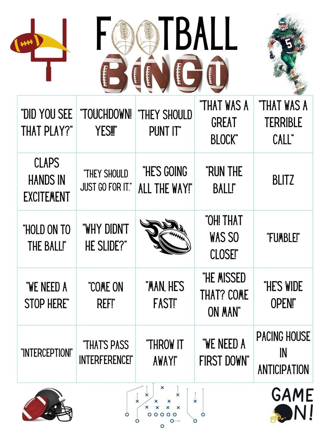 Ultimate Football Bingo Printable: Perfect for Game Day Fun! - Etsy