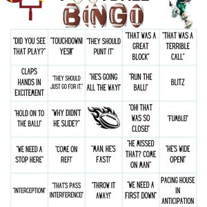 Ultimate Football Bingo Printable: Perfect for Game Day Fun! - Etsy