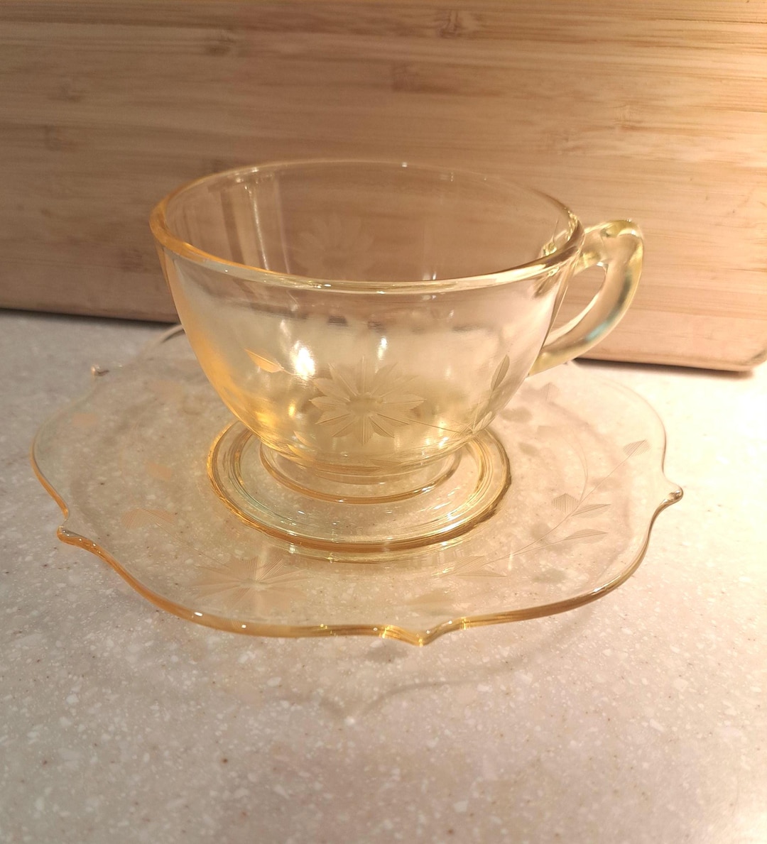 Lancaster Glass Co. Pair of Tea Cups and Saucers - Etsy
