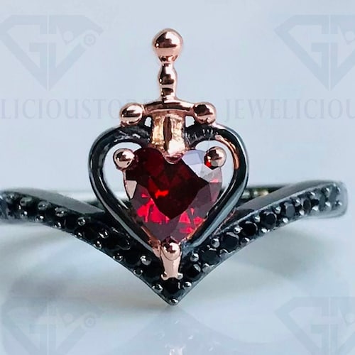 Red Heart Shape Disney Fine Jewelry Ring Engagement Wedding - Etsy