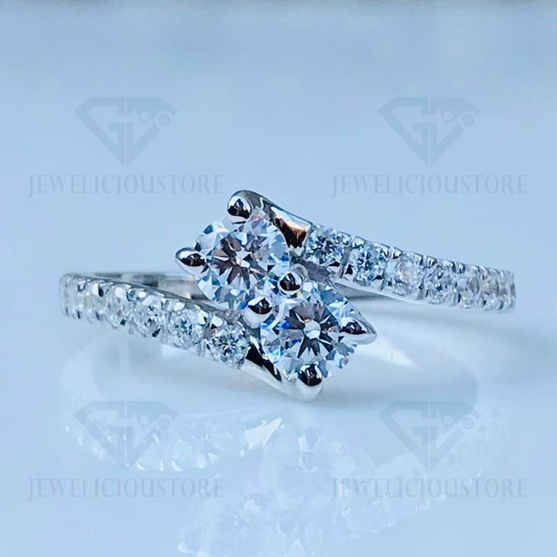 Two Stone Engagement Ring - Etsy