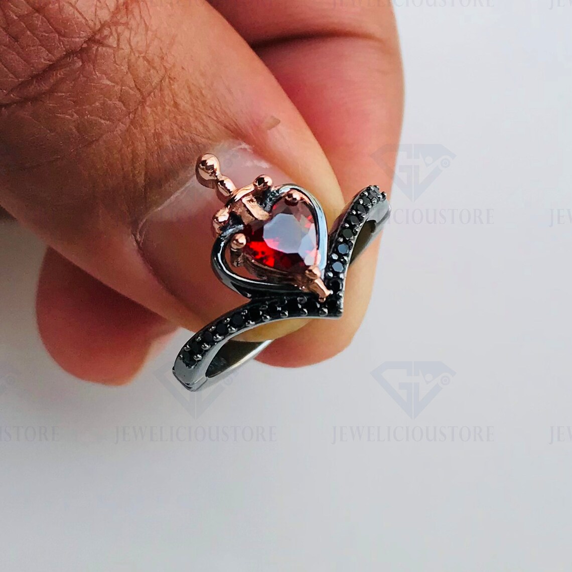 Red Heart Shape Disney Fine Jewelry Ring, Engagement Wedding Ring ...