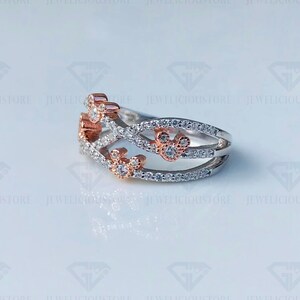 Mickey Mouse Crisscross Ring, Two Tone Gold Plated Sterling Silver Ring ...