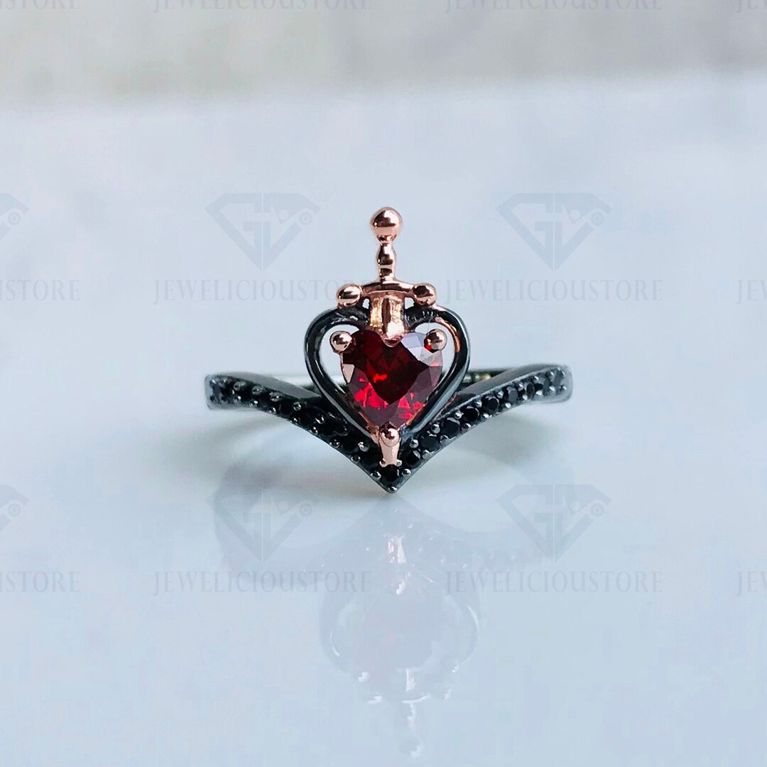 Red Heart Shape Disney Fine Jewelry Ring, Engagement Wedding Ring ...