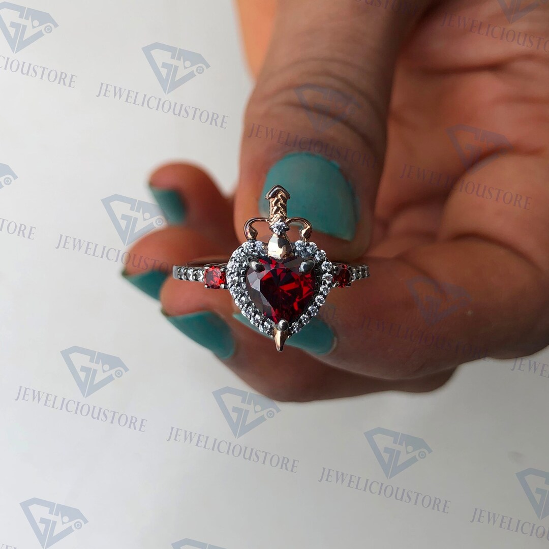 Red Heart Shape Disney Fine Jewelry Ring, Engagement Ring, Villians ...