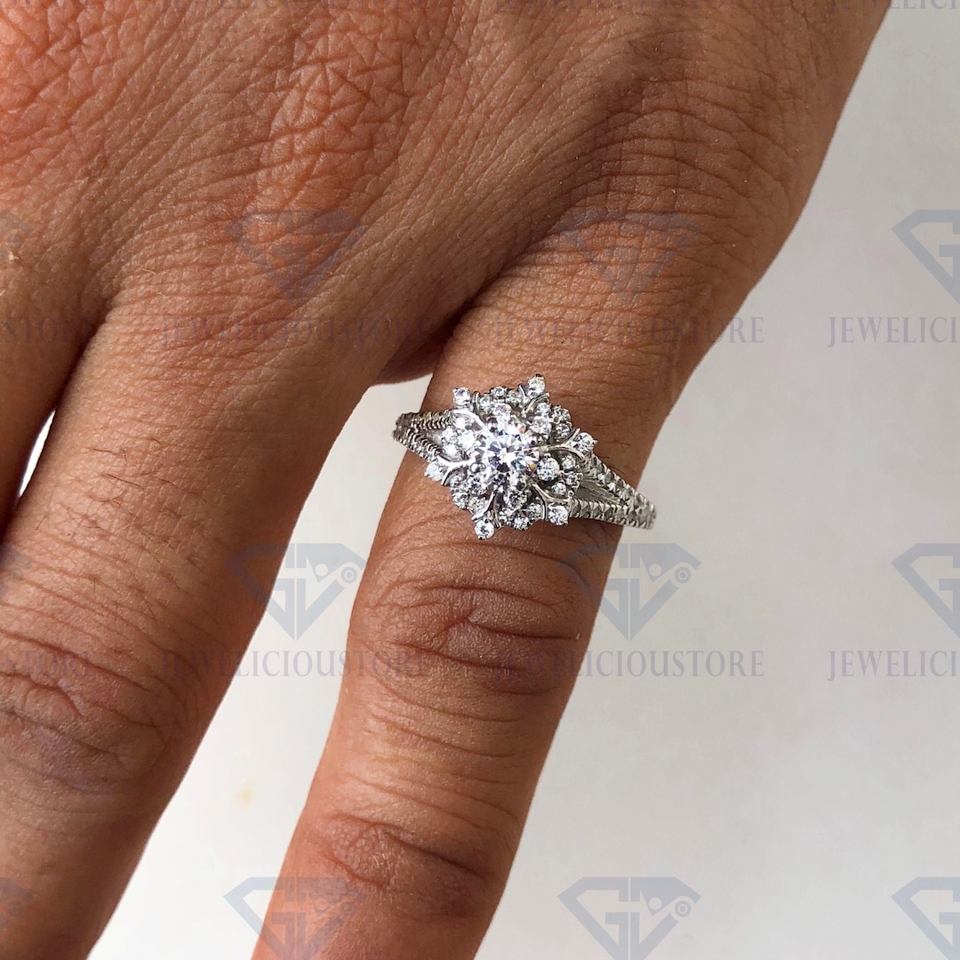 The Snowflake Ring, Solid Silver Ring, Frozen Engagement Ring, Woman's ...