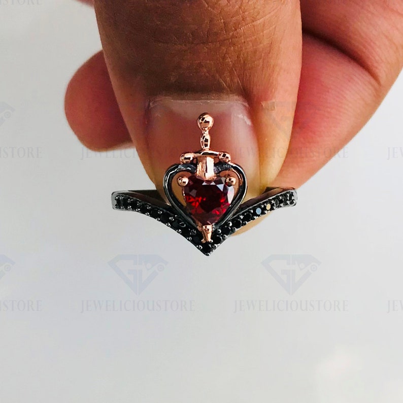 Red Heart Shape Disney Fine Jewelry Ring Engagement Wedding - Etsy