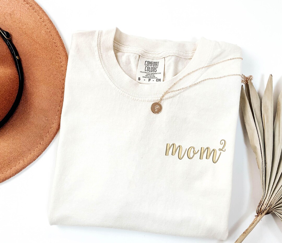 Mom 2 Embroidered Shirt, Mom Squared Tshirt, Mother's Day Mom Gift, Mom ...