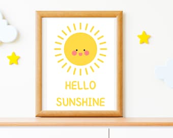 Hello Sunshine Digital Art Print, Nursery Prints, Kids Wall Art ...