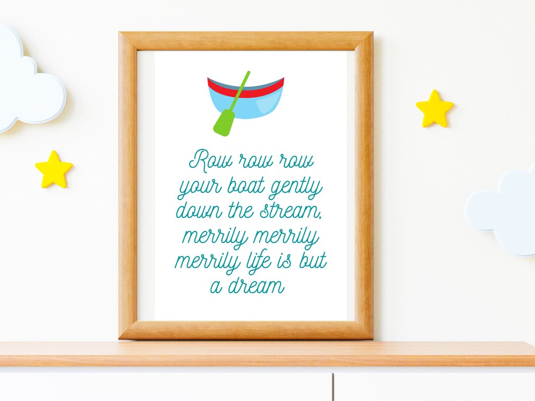 Row Your Boat Nursery Print/ Printable Art/ Nursery Rhyme/ Children's ...