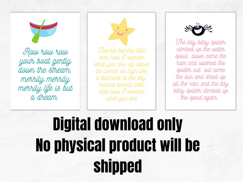 Nursery Rhyme Wall Art Printables , Baby Room Decor, Printable Wall Art ...