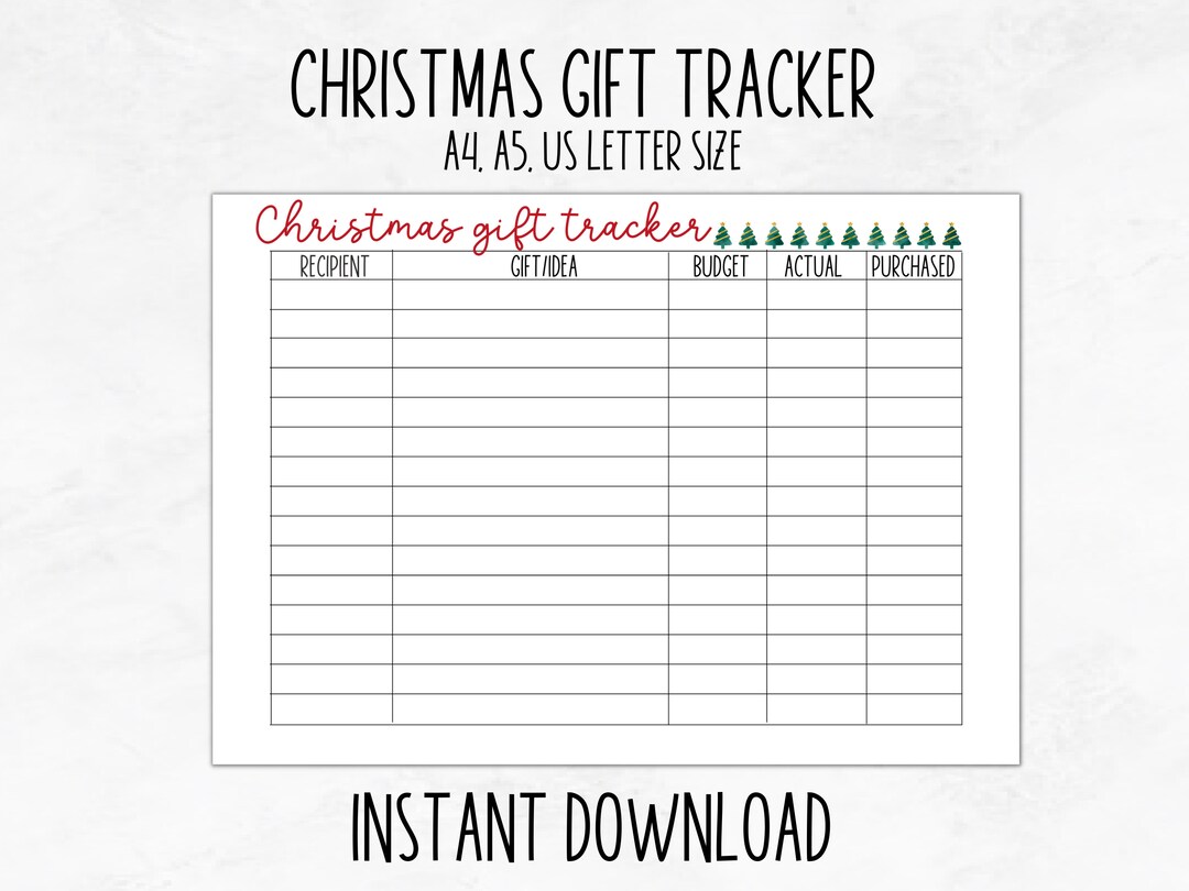Christmas Gift Tracker, Holiday Planner, Christmas Printable, Digital ...