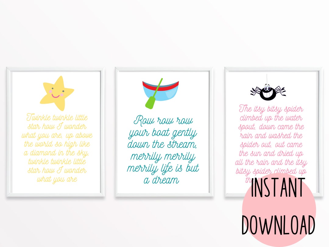 Nursery Rhyme Wall Art Printables , Baby Room Decor, Printable Wall Art ...