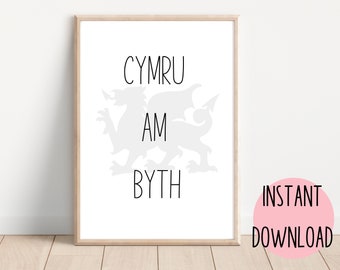 Llanfairpwllgwyngyll Wales Poster, Welsh Celtic Word Phrase Definition ...