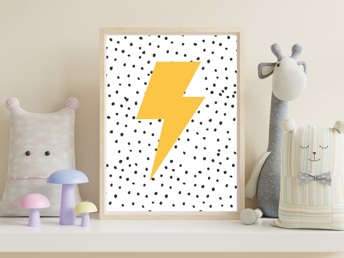 Lightning Bolt Nursery Print, Instant Download Wall Art, , Lightning ...