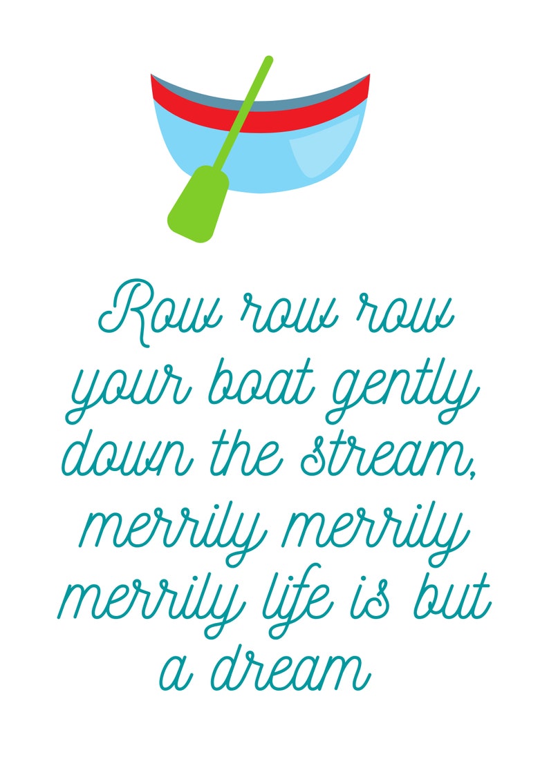 Row Your Boat Nursery Print/ Printable Art/ Nursery Rhyme/ Children's ...