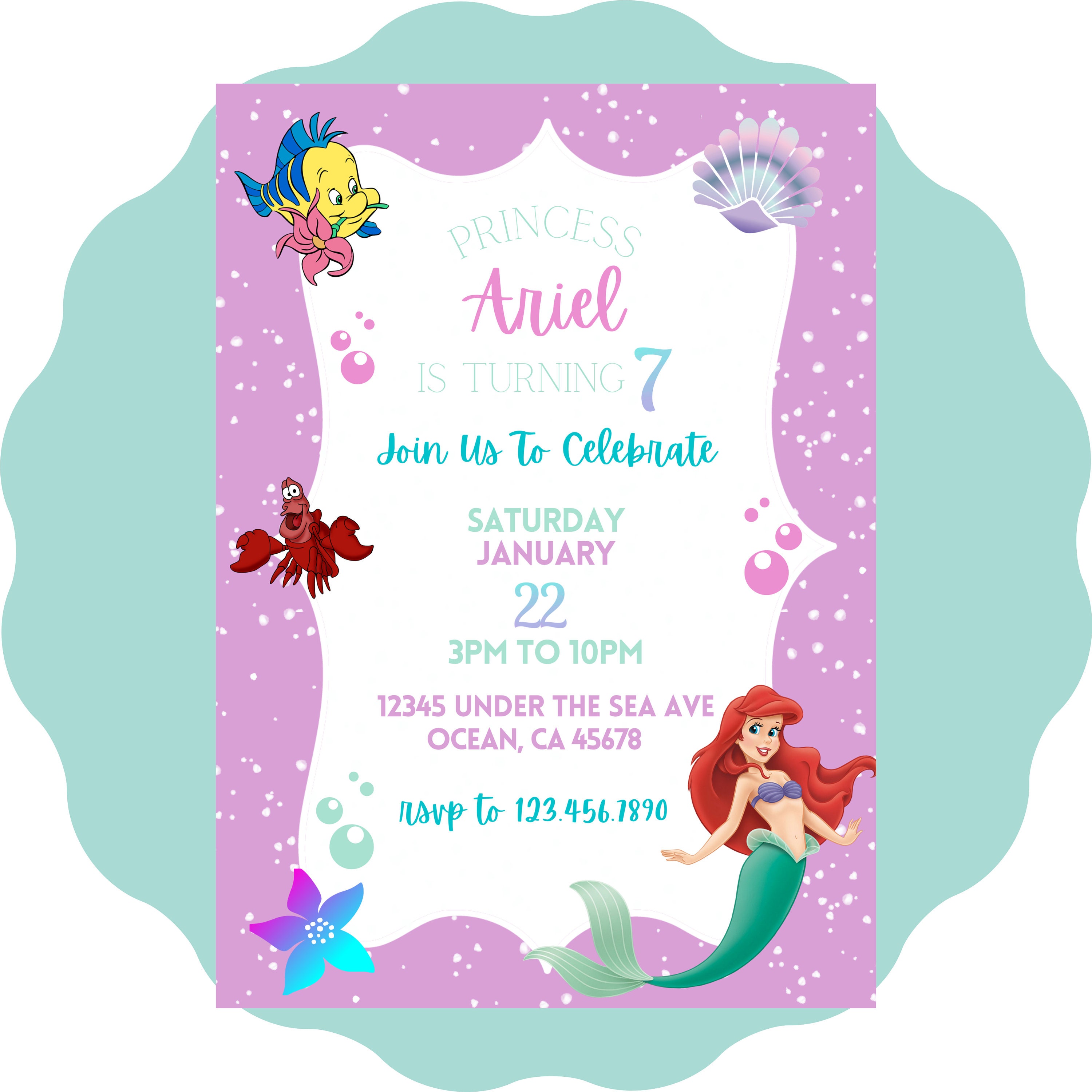 Little Mermaid Invitations Free Printable
