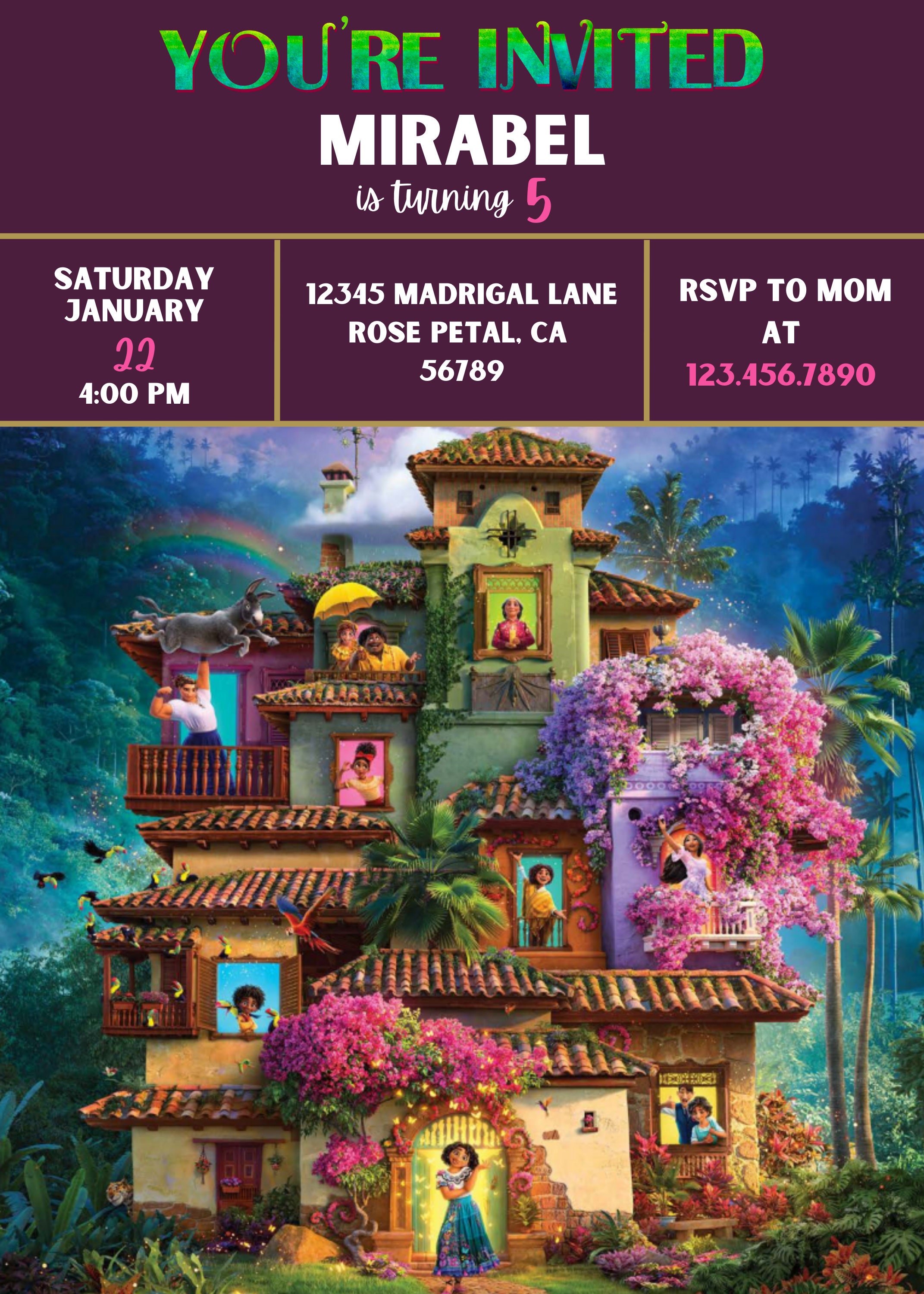 Encanto Birthday Party Invitation, Birthday Invite, Digital Invitation ...