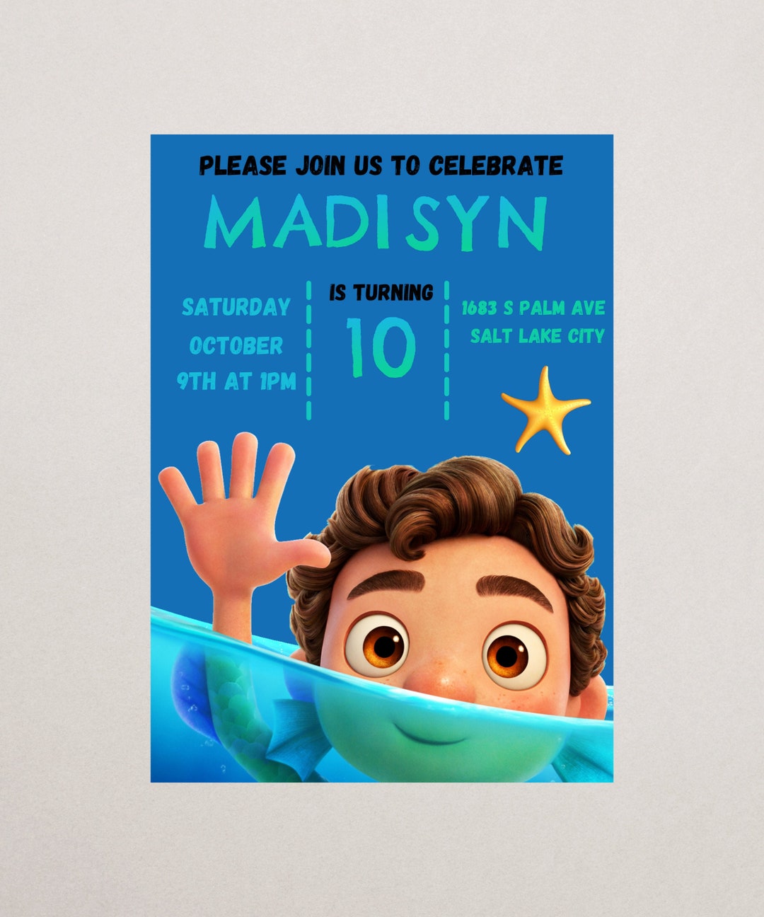 Luca Birthday Invite, Birthday Invitation, Luca Digital Birthday ...