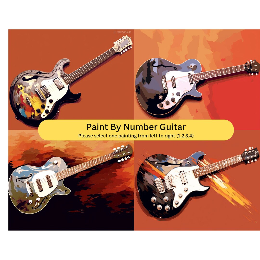 Paint by Numbers Guitar Kit DIY Painting by Number for Adults Framed ...