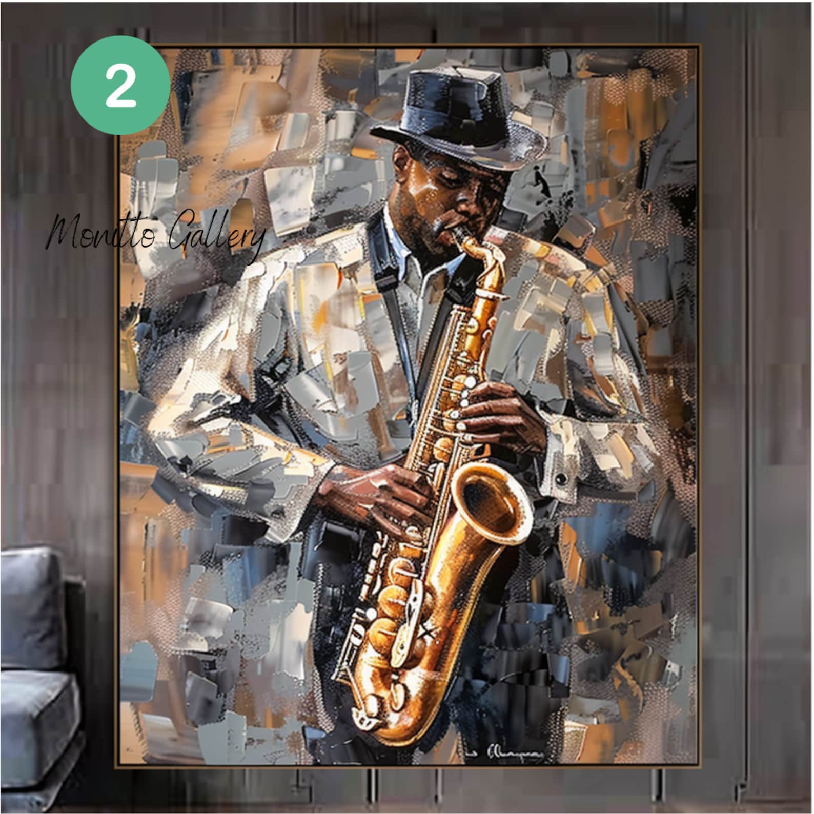 Saxophone Player Canvas Wall Art Jazz Saxophone Painting of Jazz Player ...
