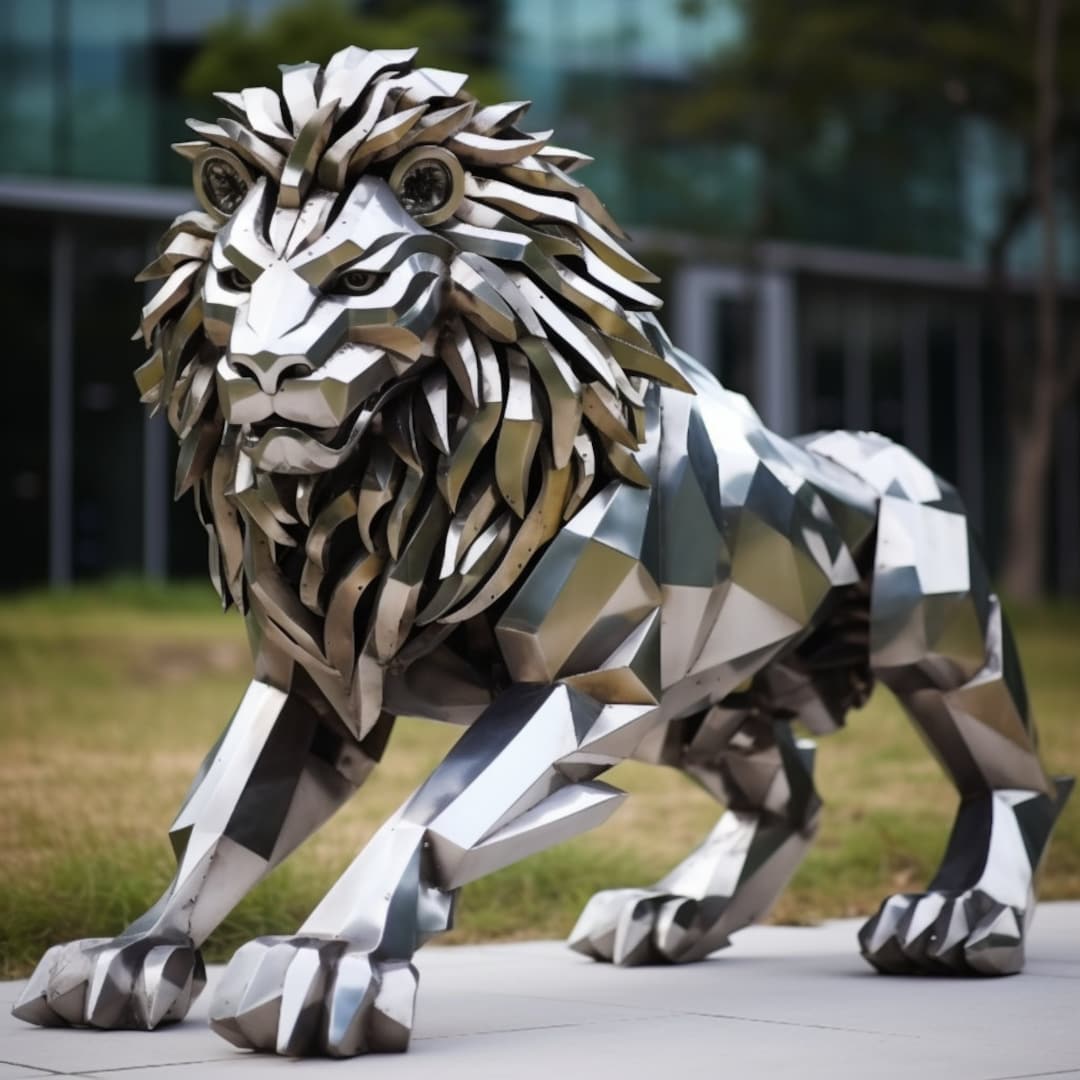 Lion Metal Art Model Sculpture Art One of Kind Stainless Steel Lion ...