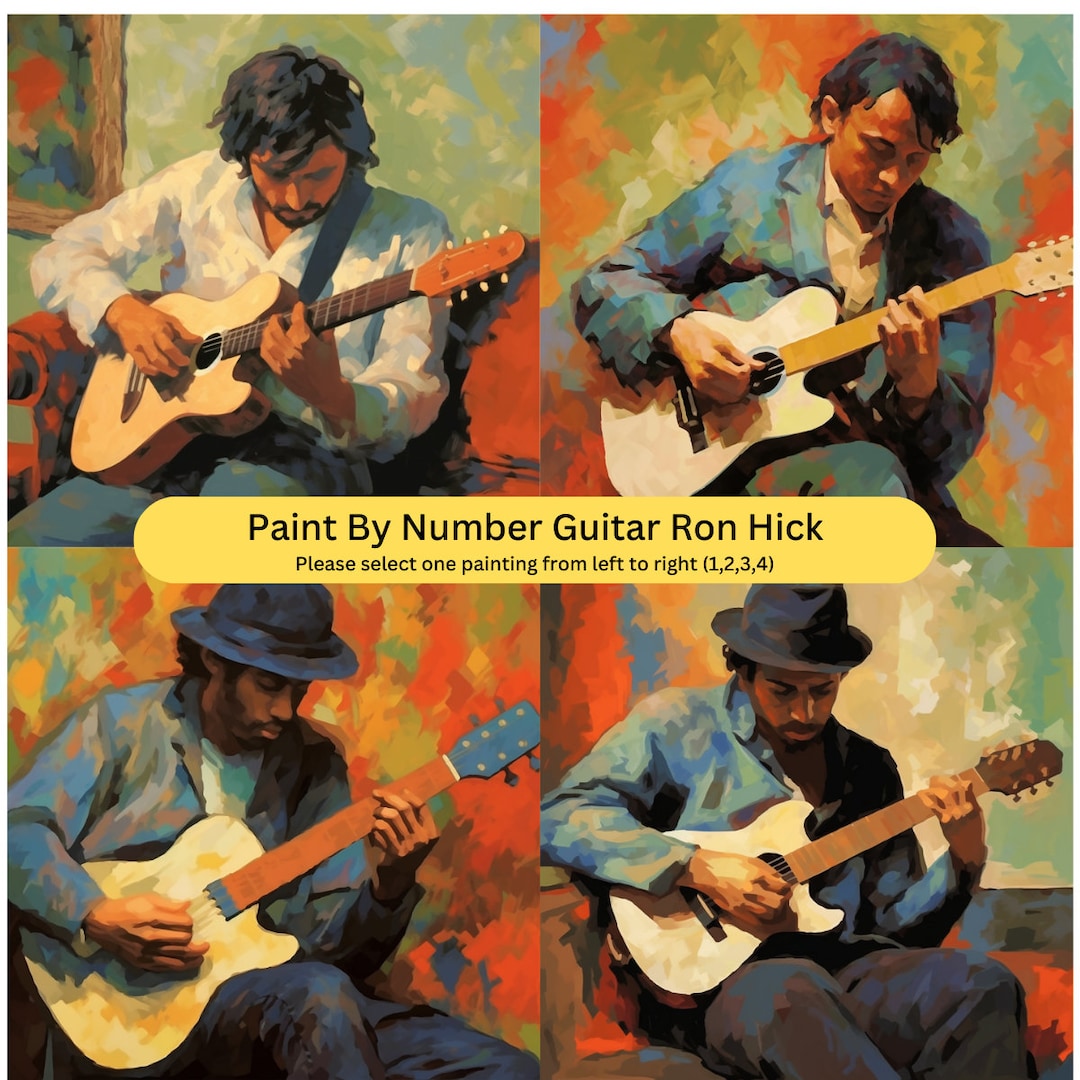 Paint by Numbers Guitar Ron Hick Kit DIY Painting by Number for Adults ...