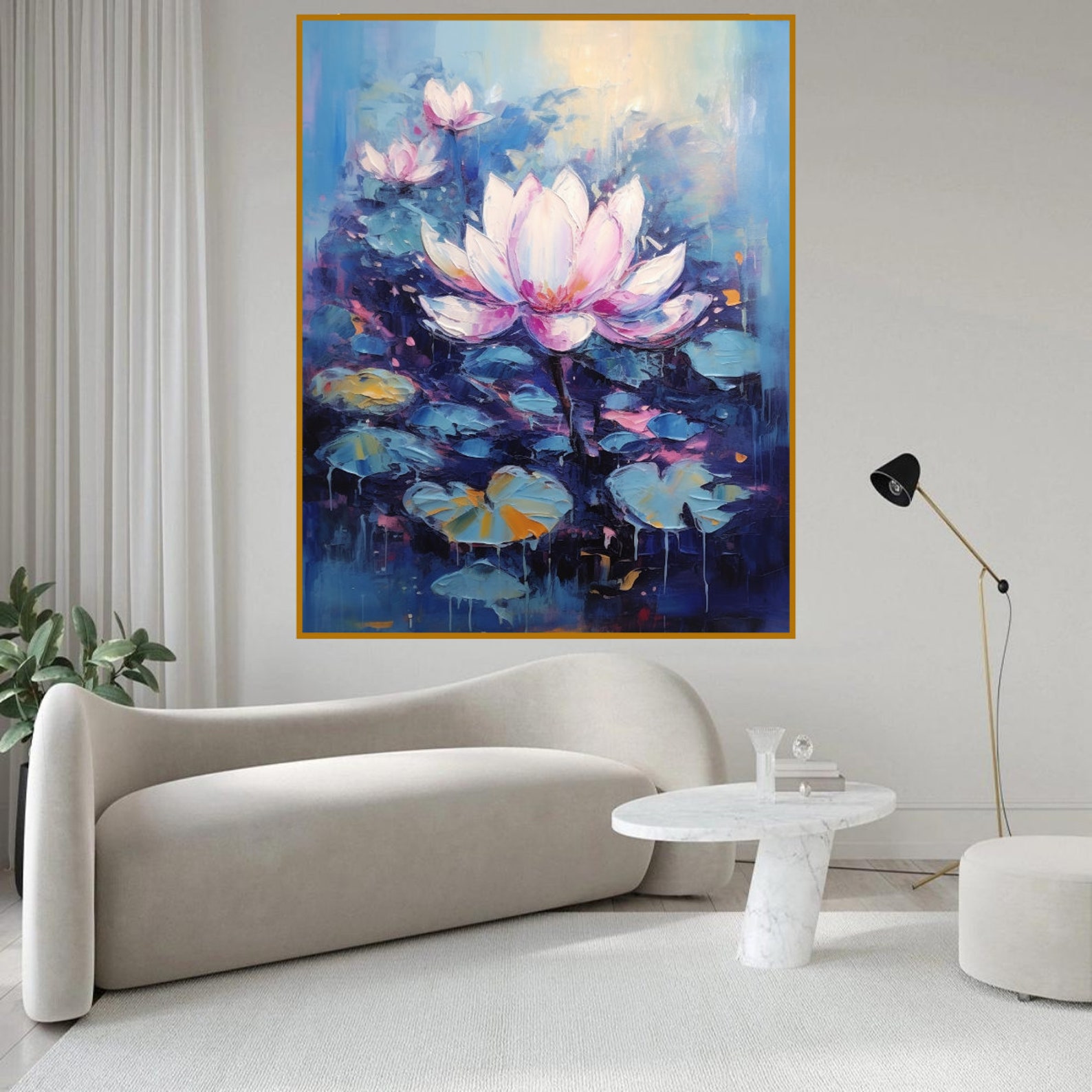 Lotus Flower Abstract Painting Large Lotus Flower Painting on Canvas ...