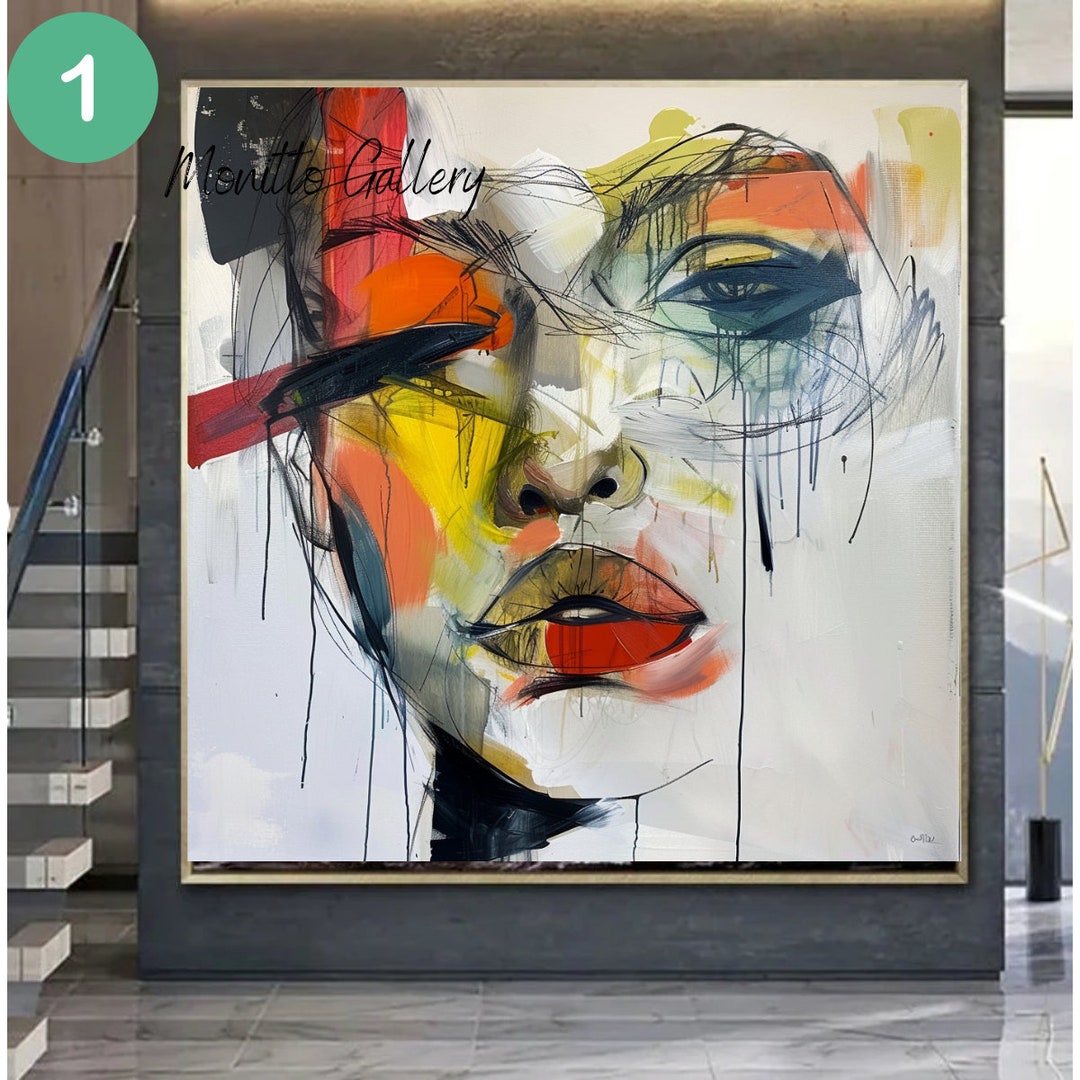 Original Abstract Face Art Painting on Canvas Face Art Abstract ...