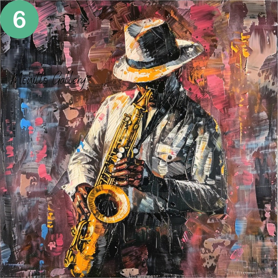 Saxophone Player Canvas Wall Art Jazz Saxophone Painting of Jazz Player ...