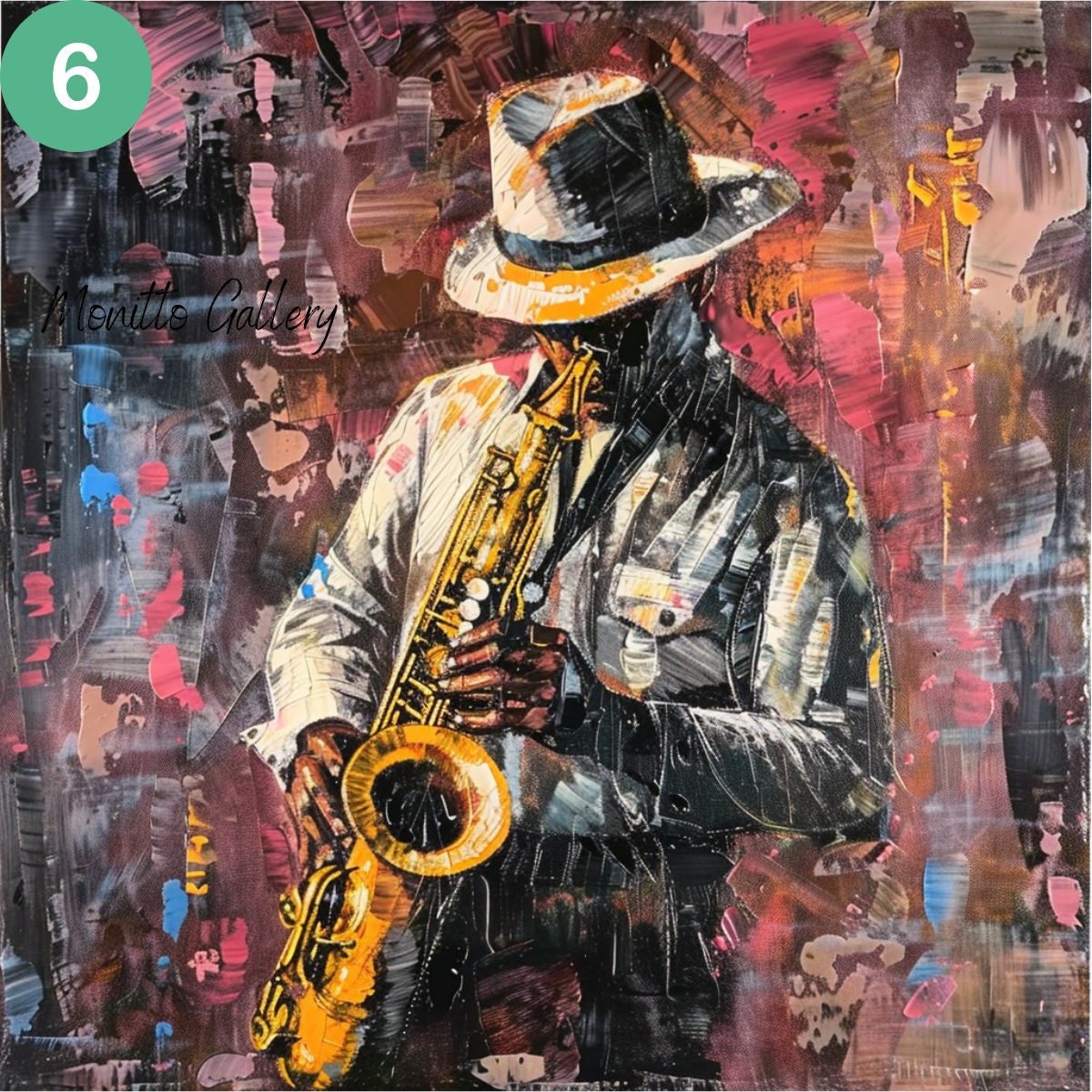 Saxophone Player Canvas Wall Art Jazz Saxophone Painting of Jazz Player ...