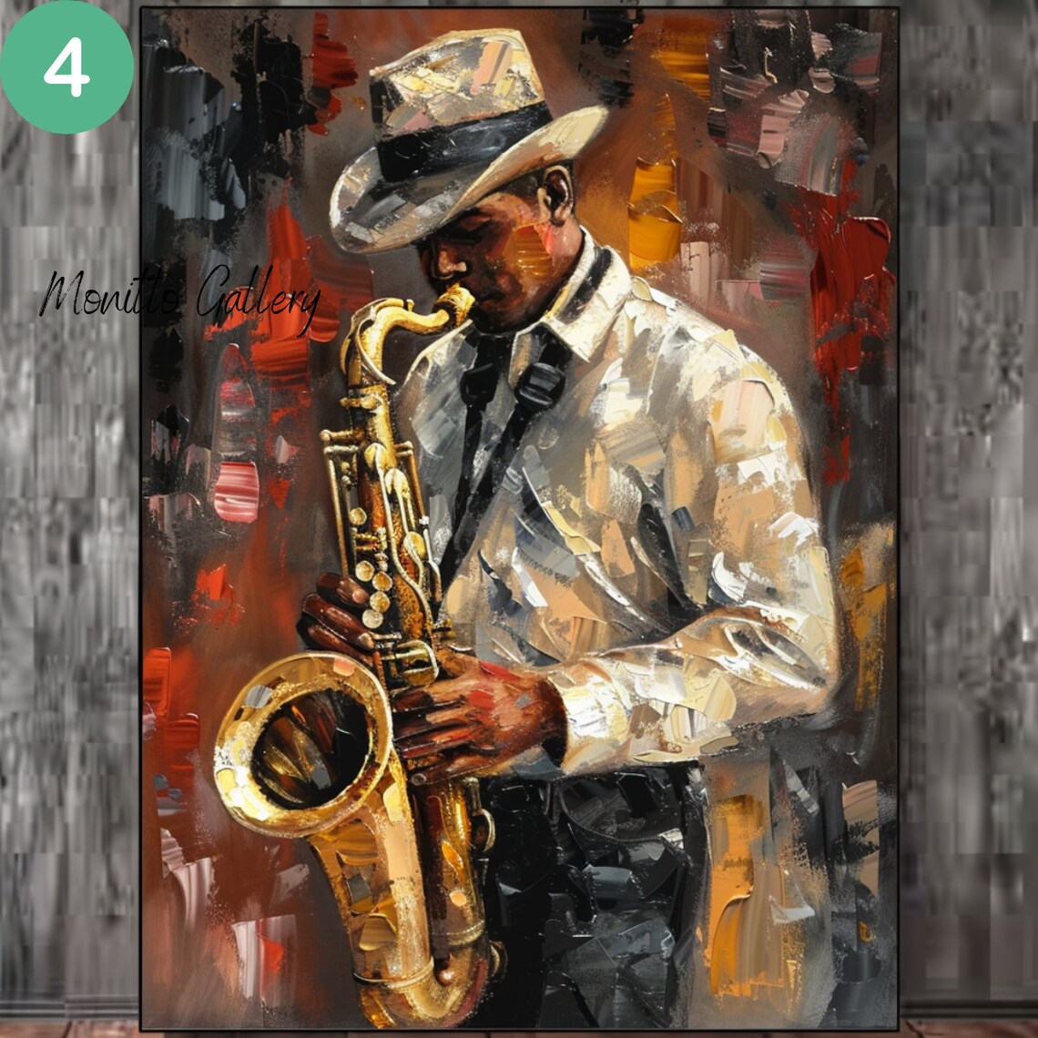 Saxophone Player Canvas Wall Art Jazz Saxophone Painting of Jazz Player ...