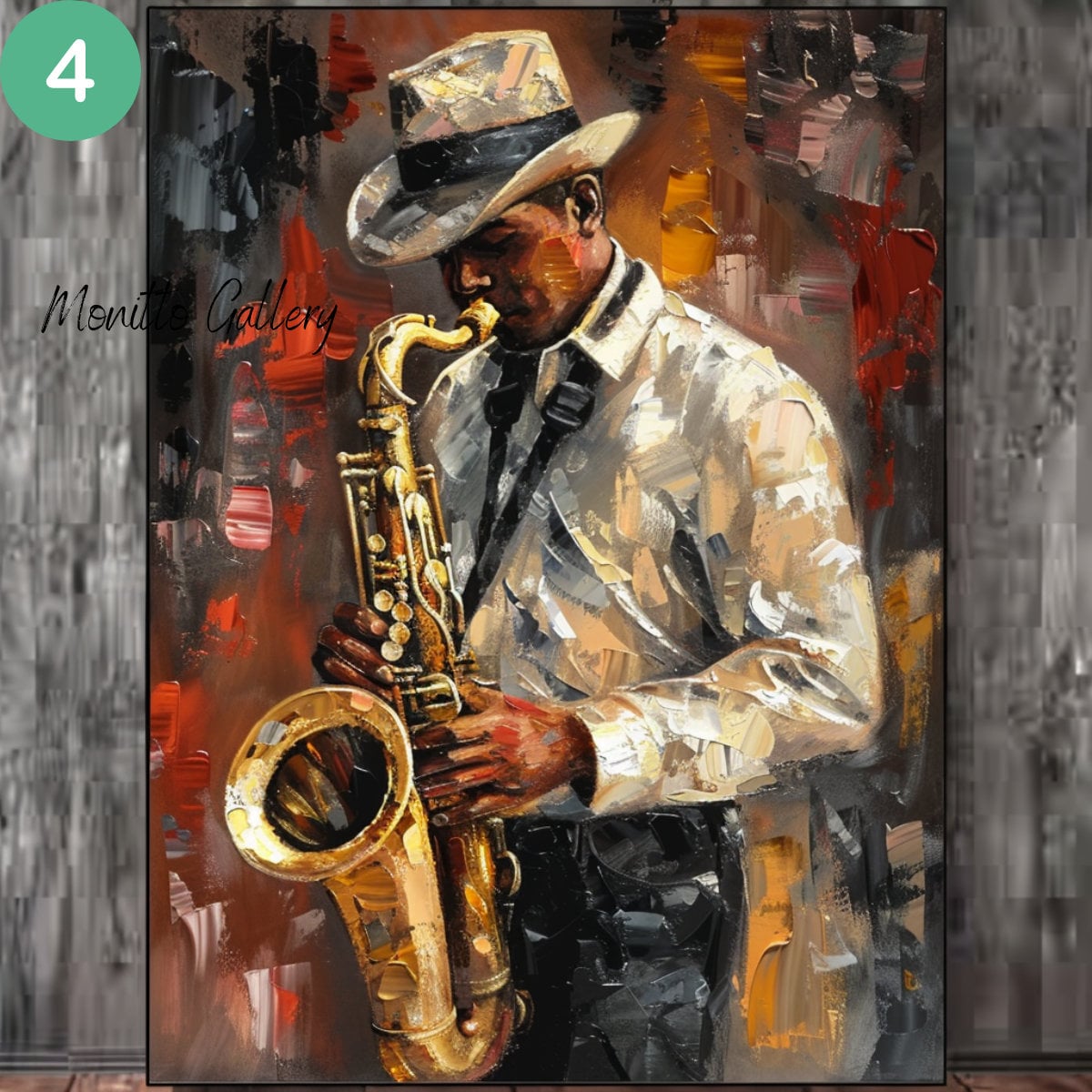 Saxophone Player Canvas Wall Art Jazz Saxophone Painting of Jazz Player ...