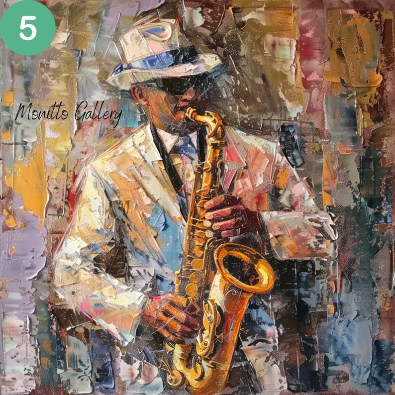 Saxophone Player Canvas Wall Art Jazz Saxophone Painting of Jazz Player ...