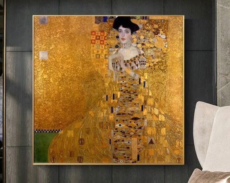 Gustav Klimt Woman in Gold Painting on Canvas Gold Leaf Art Golden ...