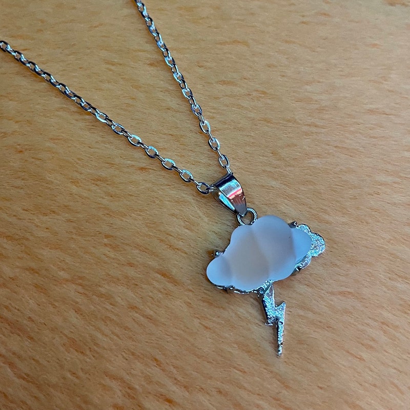 Cloud and Lightning Pendant - Etsy UK
