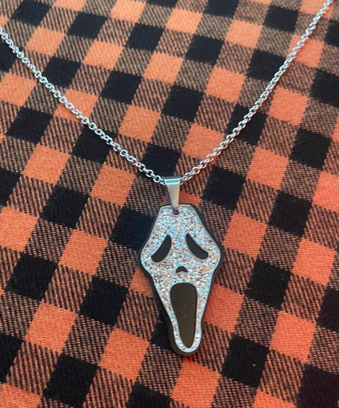 Glittery Ghostface Scream Slasher Necklace - Etsy