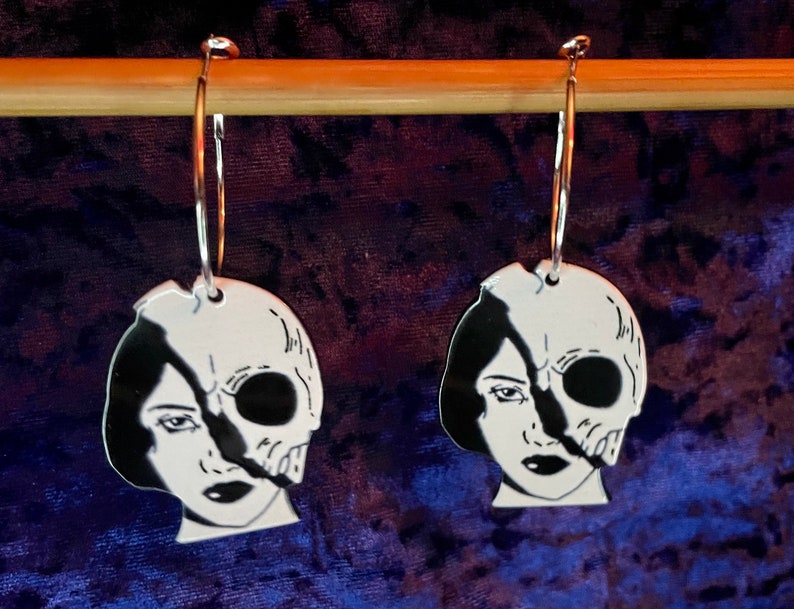 Monochrome Half Alive Goth Alternative Stainless Steel Hoop - Etsy