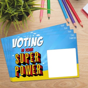 100 Bulk Voter Postcards 4x6” - Voting is Your Superpower Superhero ...