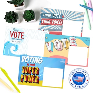 400 Bulk Voter Postcards 4x6" - 4 Eye Catching Designs, Blank Back for ...
