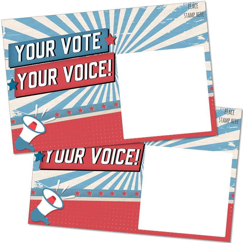 100 Bulk Voter Postcards 4x6 Your Vote Your Voice Red - Etsy