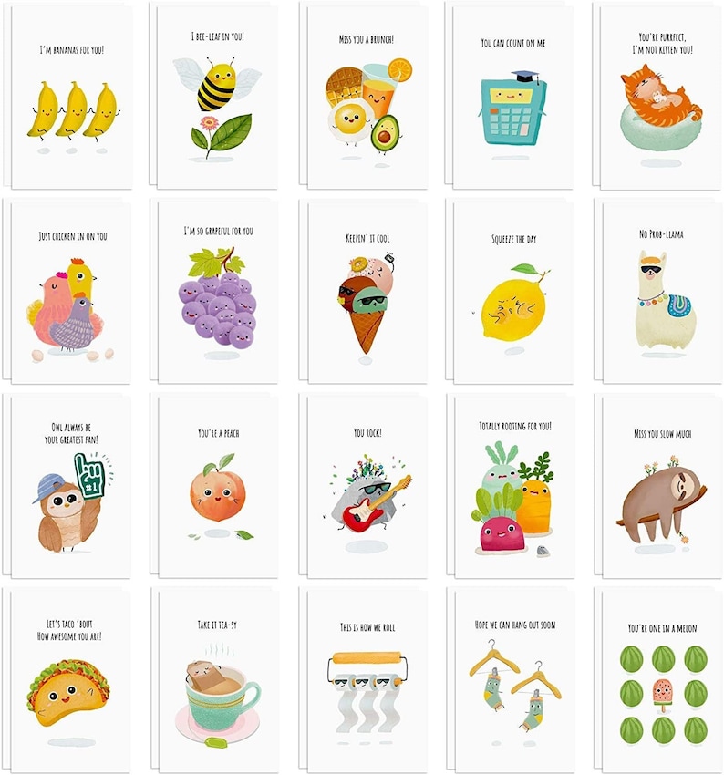 40 Funny Postcards Punny Puns - Bulk Thinking of You Postcard Pack for ...