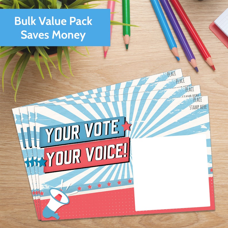 100 Bulk Voter Postcards 4x6 Your Vote Your Voice Red - Etsy