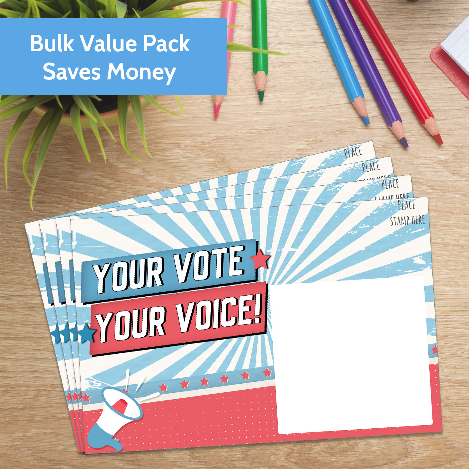 100 Bulk Voter Postcards 4x6 Your Vote Your Voice Red - Etsy