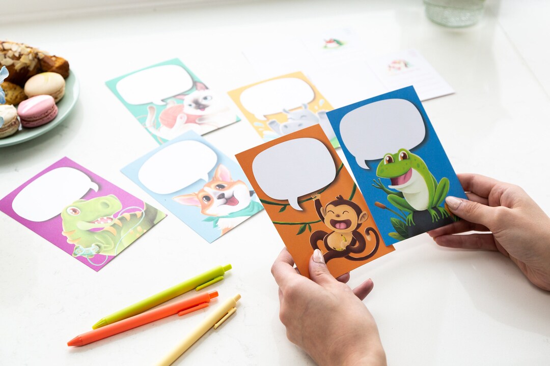 40 Animal Word Bubble Postcards - Bulk Thinking of You Postcards Pack ...