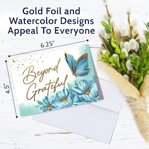 24 Funeral Thank You Cards With Message Inside - 4.5 X 6.25” Gold Foil ...