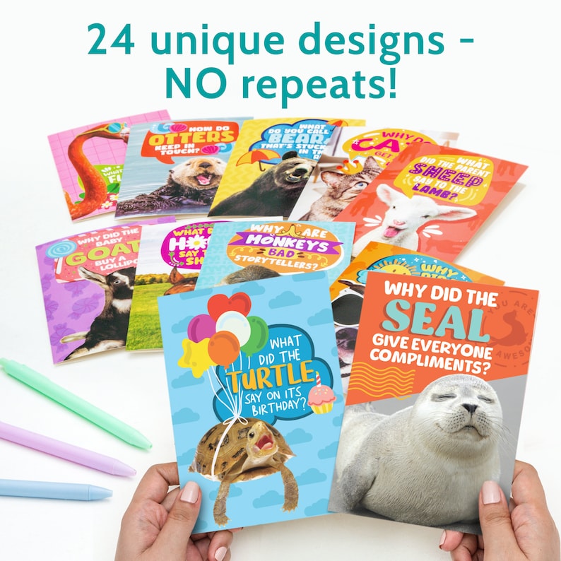 24 Funny Animal Greeting Cards - 24 Unique Designs With No Repeats ...