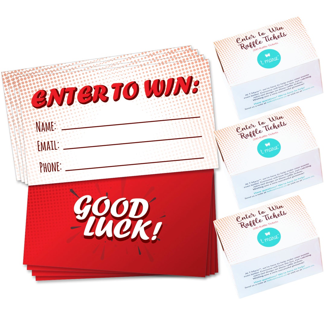 600 Raffle Tickets 3.5”x2” - Enter to Win Entry Form Cards for Giveaway ...