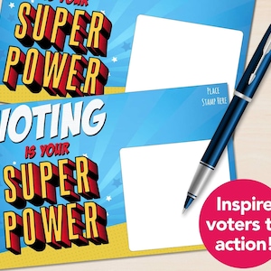 100 Bulk Voter Postcards 4x6” - Voting is Your Superpower Superhero ...